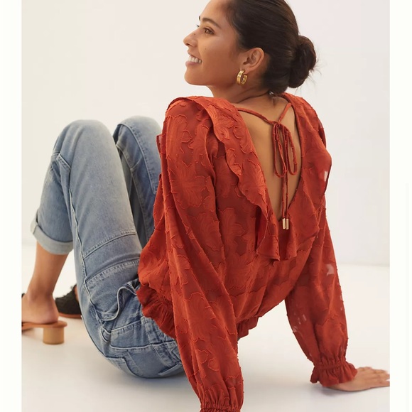 Anthropologie | Tops | Anthropologie Size Small Rust Burnt Orange ...